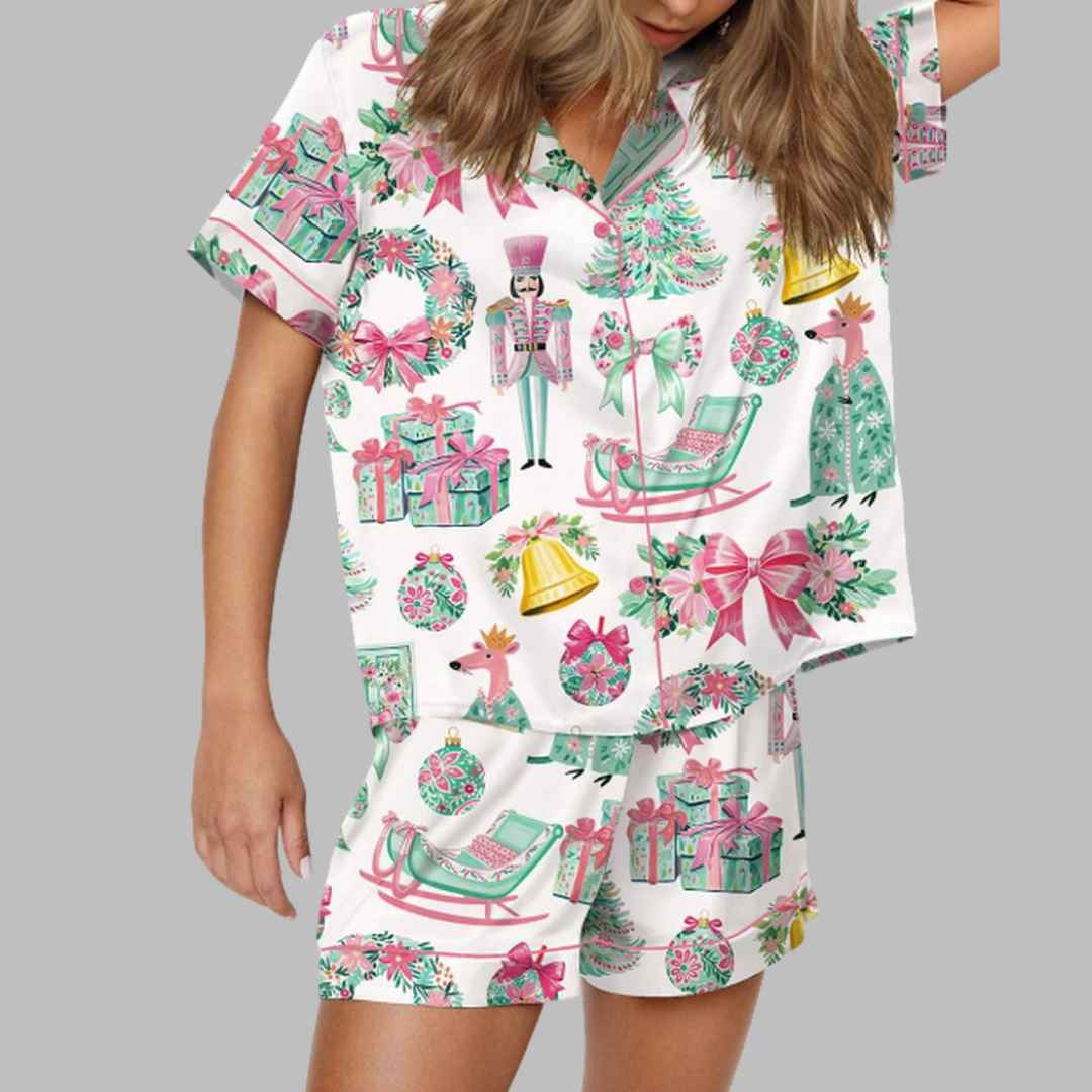 Preppy Christmas Satin Pajama Set - gullprint.com